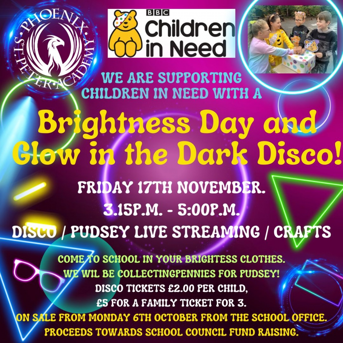 Phoenix St Peter Academy - Children in Need, Brightness Day & Glow Disco