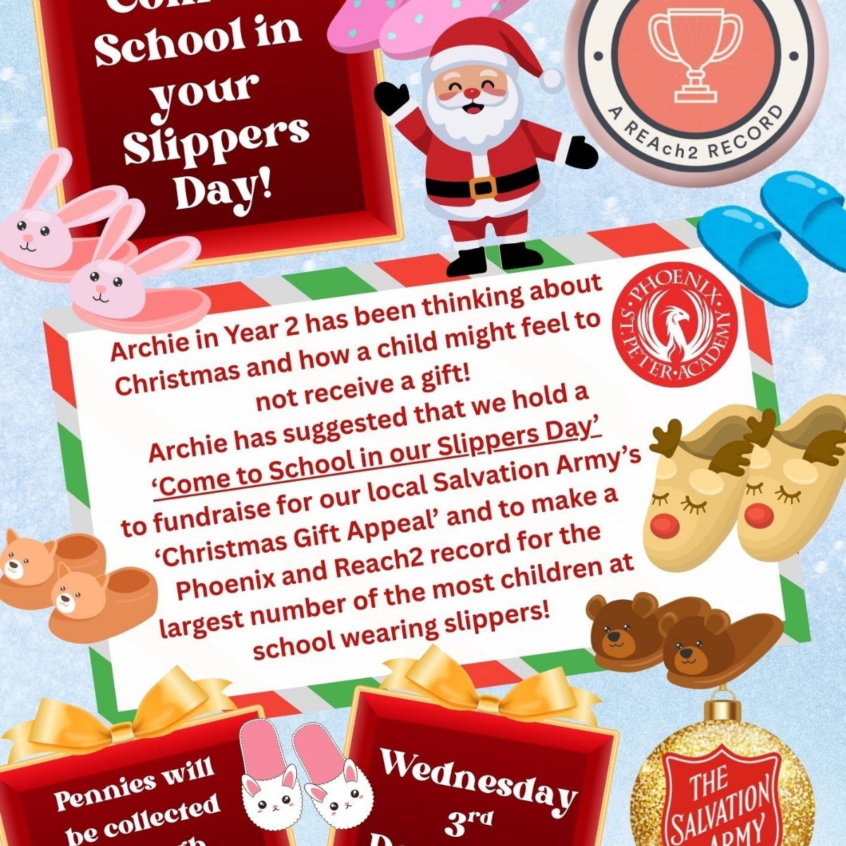 Phoenix St Peter Academy - Come to School in your Slipper's Day